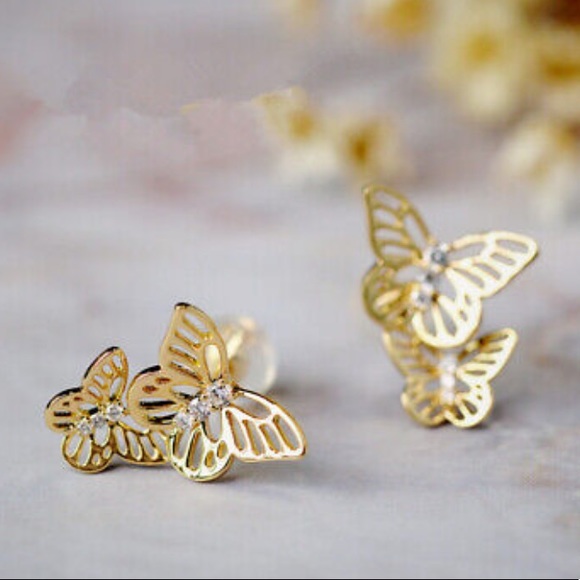 Jewelry | Nwt 18k Gold Plated Butterflies Earrings | Poshmark